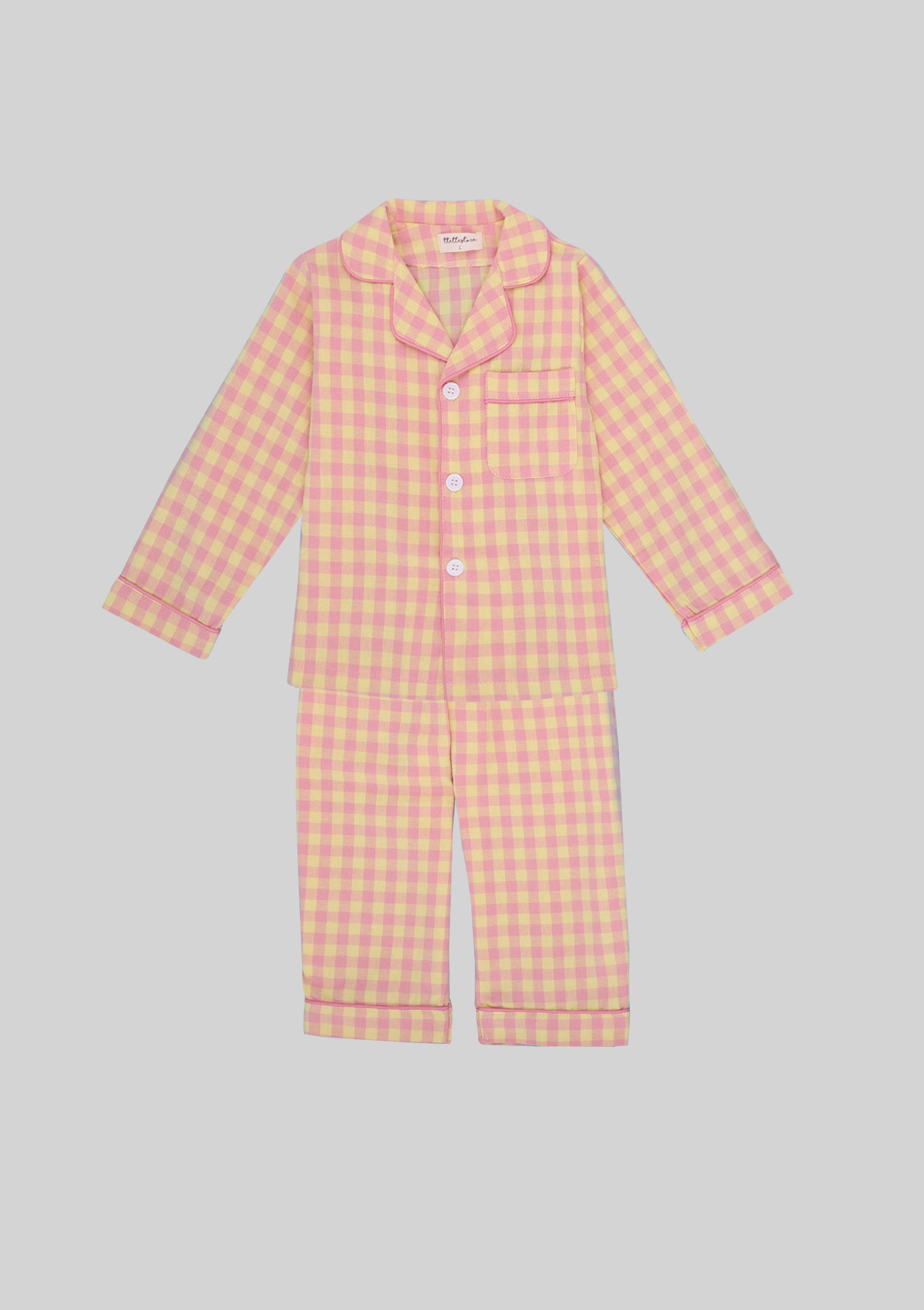 Pink + Yellow Gingham Pajama Set – Ten Past Monkey
