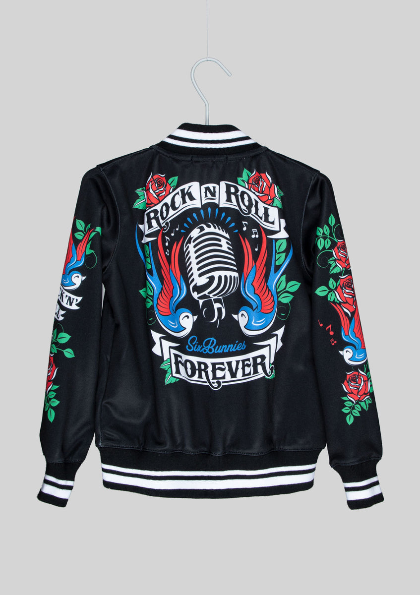 Six Bunnies Rock n’ Roll Varsity Jacket – Ten Past Monkey